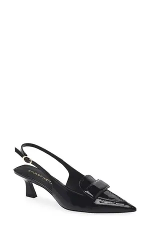 STUART WEITZMAN Sovinnie Patent Leather Slingback Loafer Pumps - Black