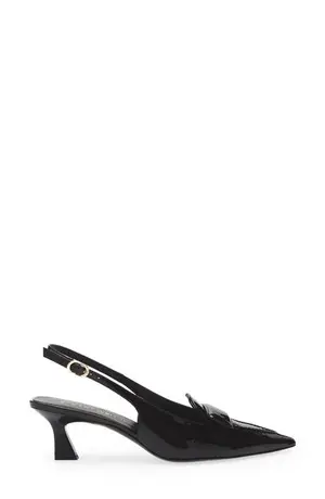 STUART WEITZMAN Sovinnie Patent Leather Slingback Loafer Pumps - Black