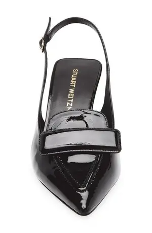 STUART WEITZMAN Sovinnie Patent Leather Slingback Loafer Pumps - Black