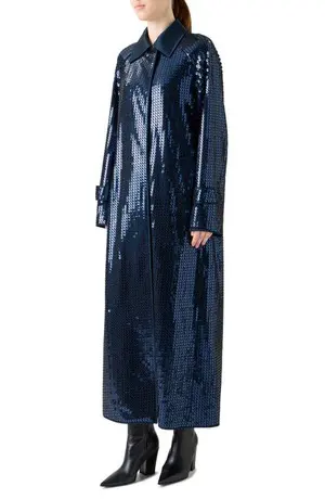 Akris Estelle Sequin Long Coat