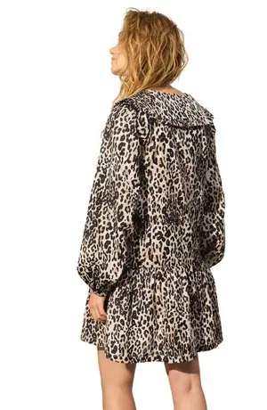 NEXT Long Sleeve Leopard Print Mini Dress