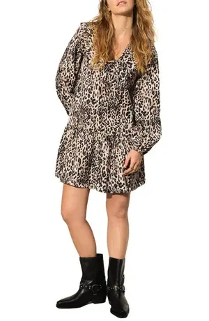 NEXT Long Sleeve Leopard Print Mini Dress - Multi