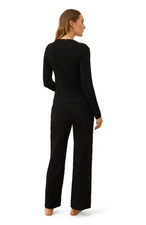 PACT Dream Rib Wide Leg Lounge Pant - Black