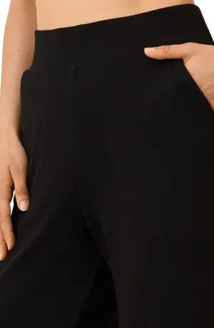 PACT Dream Rib Wide Leg Lounge Pant - Black