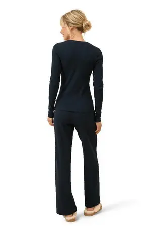 PACT Dream Rib Wide Leg Lounge Pant - Midnight Blue