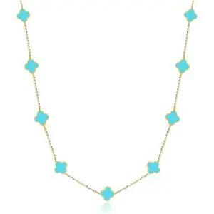 THE LOVERY FINE JEWELRY Mini Clover Necklace - Turquoise