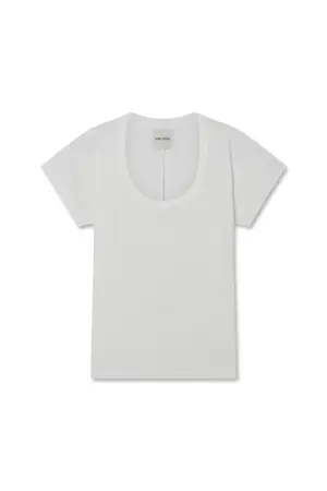 VIR VITA Pointelle Scoop Tee - Coconut