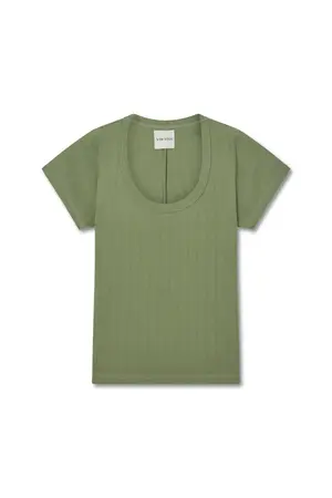 VIR VITA Pointelle Scoop Tee - Sage