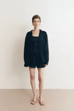 VIR VITA Cecile Oversized Linen Shirt - Black