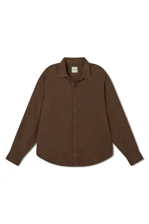 VIR VITA Cecile Oversized Linen Shirt Chesnut