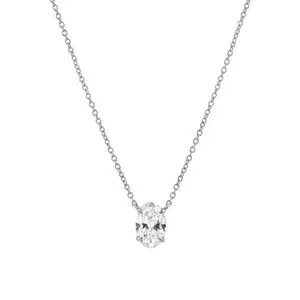 LUVMYJEWELRY 14k Gold 0.75 Ct. Lab Grown Diamond Oval Solitaire Pendant Necklace - 14k White Gold
