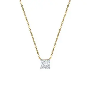 LUVMYJEWELRY Princess Charm 14k Gold Lab Grown Diamond Necklace - 14k Yellow Gold