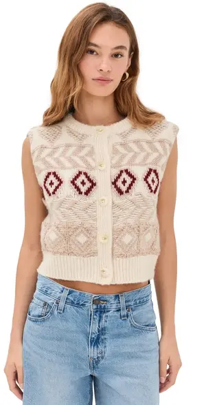 LE JEAN Fair Isle Knit Vest