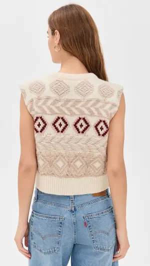 LE JEAN Fair Isle Knit Vest