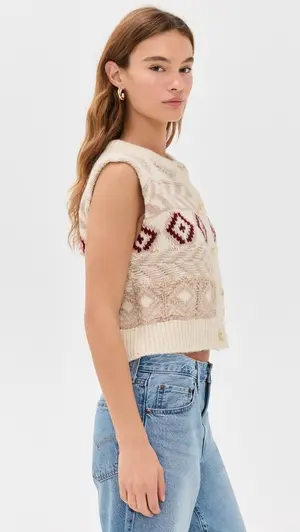 LE JEAN Fair Isle Knit Vest