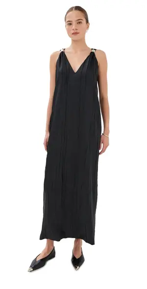 Brandon Maxwell Keke Deep V Shift Midi Dress