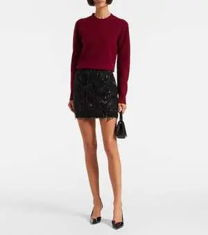 ROTATE BY BIRGER CHRISTENSEN Vika Fringed Sequined Miniskirt