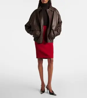 Saint Laurent Satin Pencil Skirt