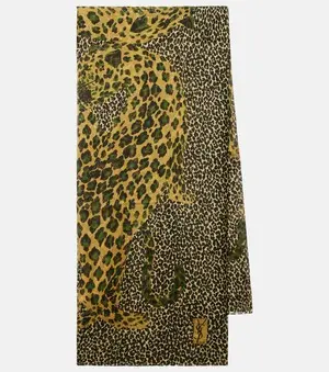 Saint Laurent Leopard-print Silk Scarf - Brown