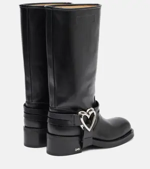 Mach & Mach Double Heart Leather Biker Boots