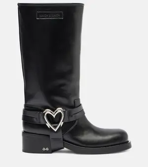 Mach & Mach Double Heart Leather Biker Boots