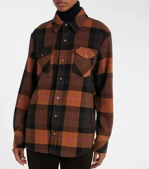 GOD'S TRUE CASHMERE Checked Cashmere Shirt - Brown