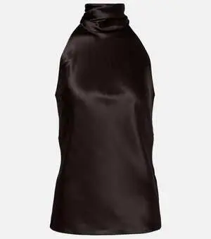 RALPH LAUREN Chilton Halterneck Silk-Blend Top