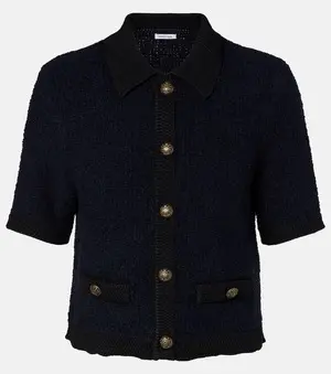 Veronica Beard Cotton And Wool-blend Cardigan - Blue