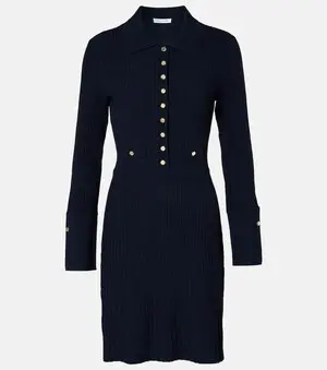 Veronica Beard Lauper Ribbed-knit Mini Dress - Blue