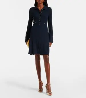 Veronica Beard Lauper Ribbed-knit Mini Dress - Blue