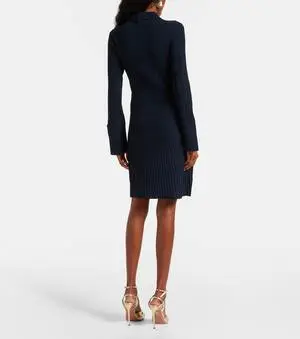 Veronica Beard Lauper Ribbed-knit Mini Dress - Blue