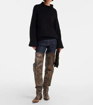 Khaite Clive 35 Leather Over-the-knee Boots - Black