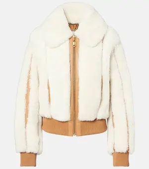 Zimmermann Story Shearling Bomber Jacket - White