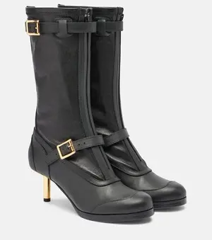 Sacai Aviator Leather Boots - Black
