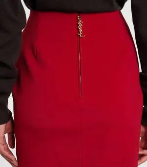 Saint Laurent Satin Pencil Skirt - Red