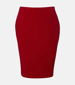 Saint Laurent Satin Pencil Skirt - Red