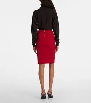 Saint Laurent Satin Pencil Skirt - Red