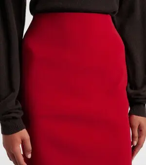 Saint Laurent Satin Pencil Skirt - Red
