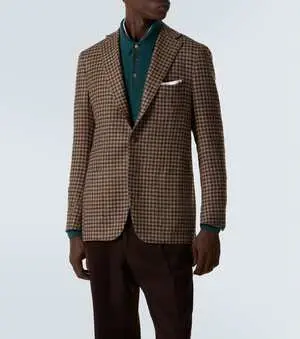 Kiton Checked Wool, Silk, And Linen Blazer