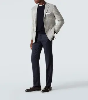 Kiton Prince Of Wales Wool-blend Blazer