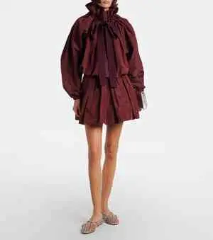 PATOU Iconic Bow-detail Blouse - Burgundy