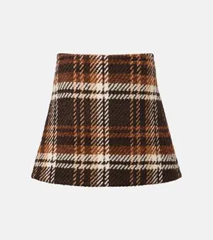 PATOU Checked Wool-blend Miniskirt - Brown