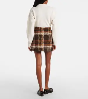 PATOU Checked Wool-blend Miniskirt - Brown