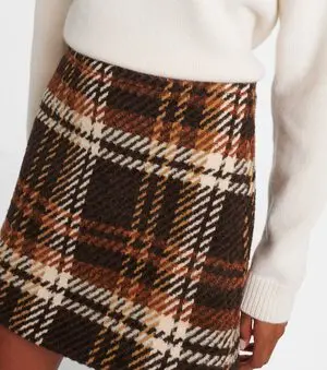 PATOU Checked Wool-blend Miniskirt - Brown