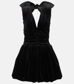 PATOU Cotton Velvet Balloon Minidress - Black