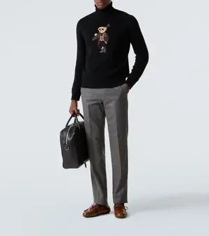 Ralph Lauren Purple Label Embroidered Cashmere Turtleneck Sweater