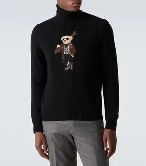 Ralph Lauren Purple Label Embroidered Cashmere Turtleneck Sweater