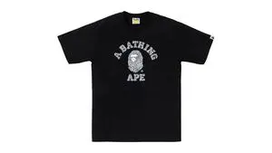 A BATHING APE Wild Leopard Pattern College Tee Shirt - Black/gray