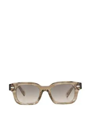 Brunello Cucinelli Rectangular Sunglasses - Striped Olive+jacaranda