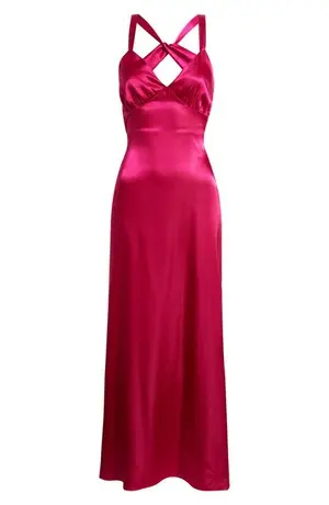 JUMP APPAREL Strappy Back Satin Charmeuse Gown